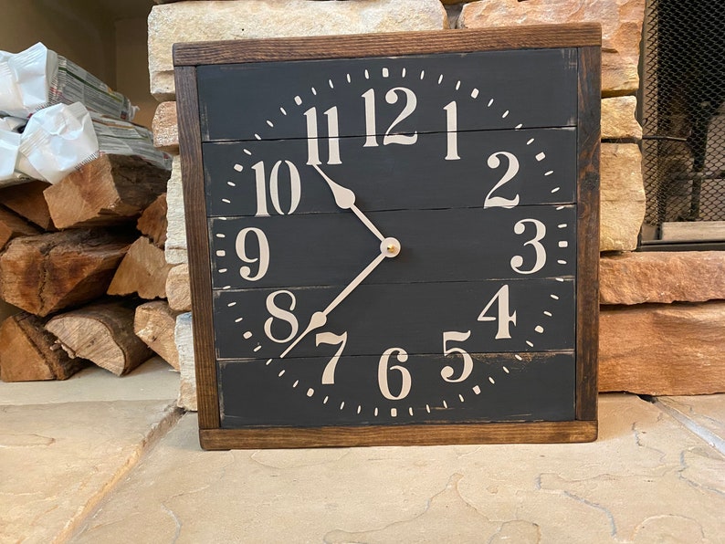 Framed Wooden Farmhouse Clock Square Clock for Walls - Etsy