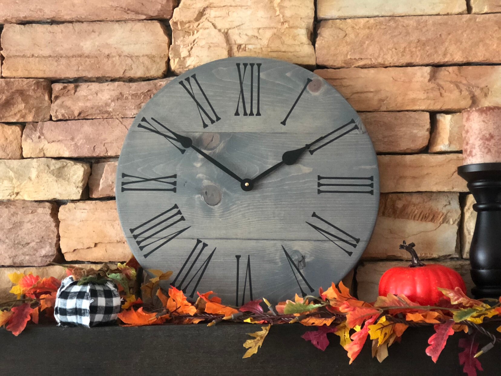 Classic Grey Farmhouse Clock rustic Clock Wall Hanging | Etsy