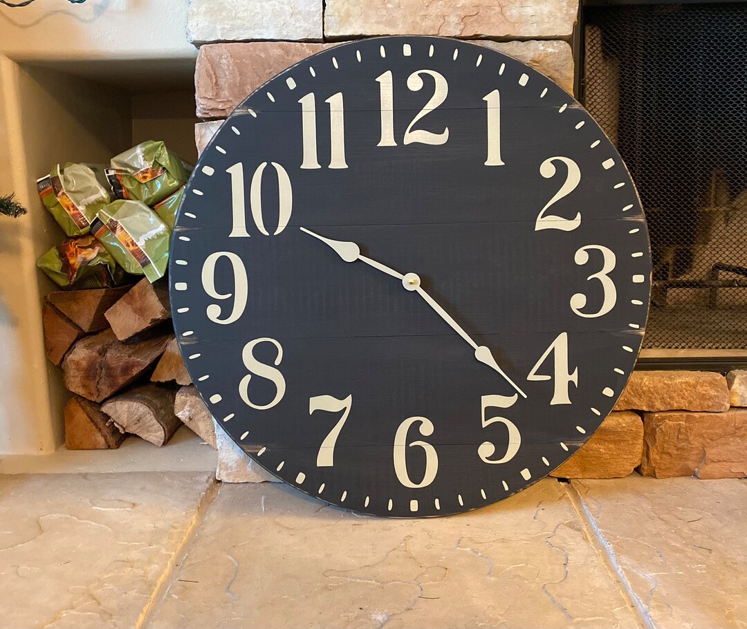 Black Large Wall Clock/24inch Black Clock/arabic Number Clock/farmhouse ...