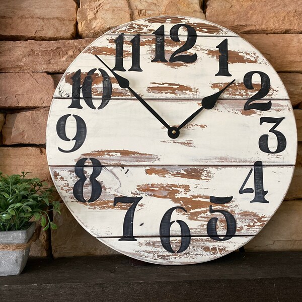 Distressed Clock - Etsy