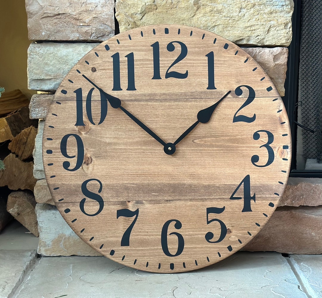 18 Inch Clock, Wooden Clock,farmhouse Decor, Large Wall Clock, Rustic ...