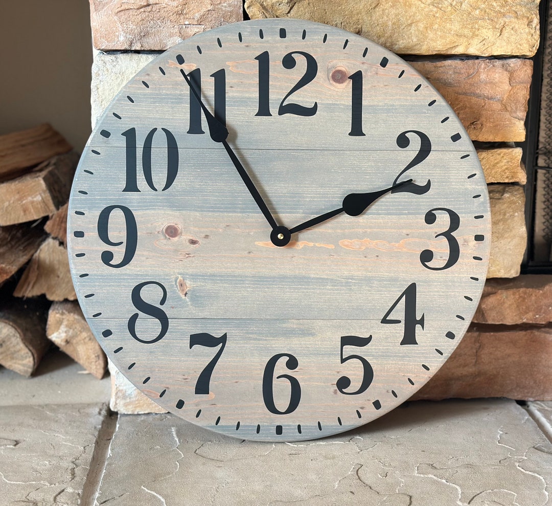 18 Inch Clock, Classic Gray Clock, Farmhouse Decor, Large Wall Clock ...