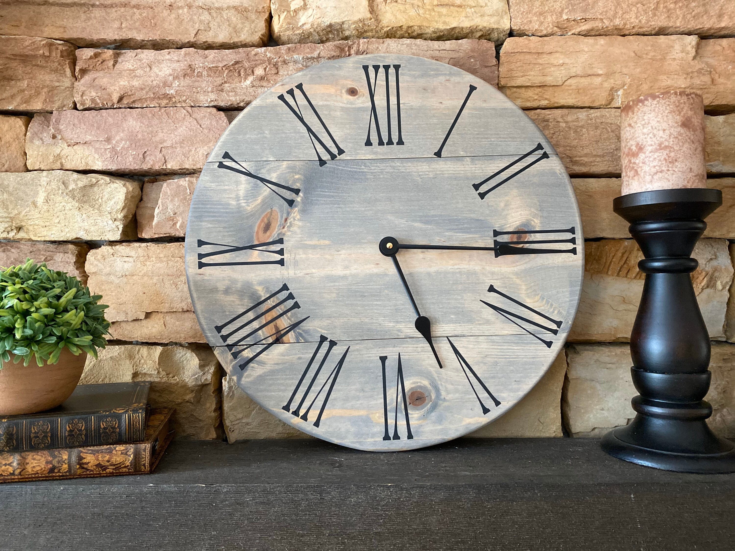 Classic Grey Farmhouse Clock rustic Clock Wall Hanging | Etsy