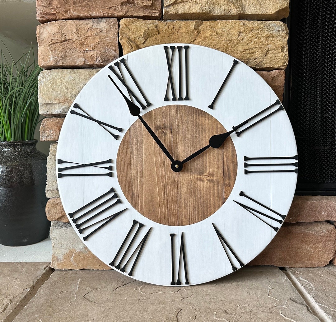 Natural Clock, Farmhouse Clock, Wall Decor, Rustic Wall Clock, Wooden ...