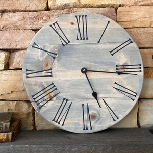 Classic Grey Farmhouse Clock rustic Clock Wall Hanging | Etsy