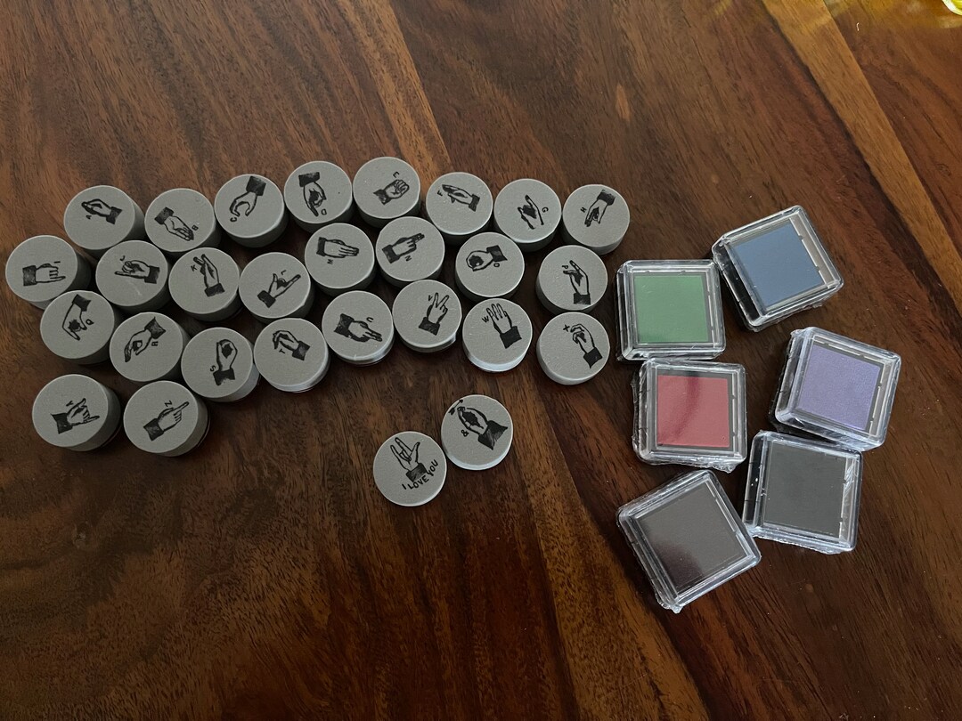 Sign Language Stamp Set Full Alphabet With Extra's & 6 Ink Sets - Etsy