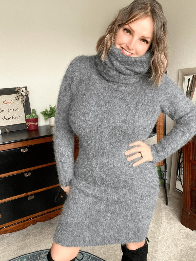 Gray Angora 100cm/40 Inch Turtleneck Sweater Dress - Etsy