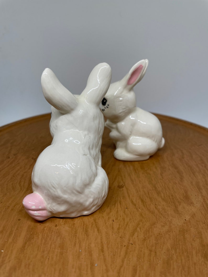 Pair of Bunny Rabbit Figurines Ceramic White Rabbits - Etsy