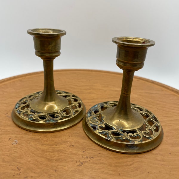 Pair of Brass Candlesticks - Etsy