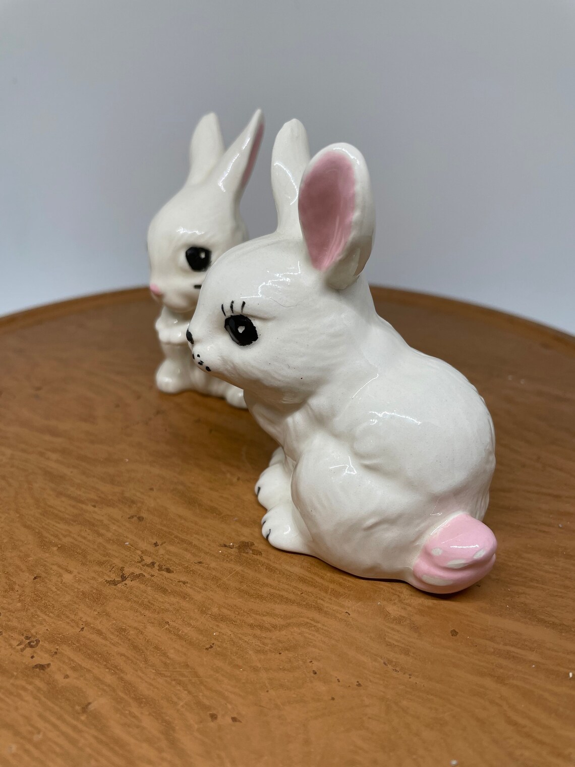 Pair of Bunny Rabbit Figurines Ceramic White Rabbits | Etsy