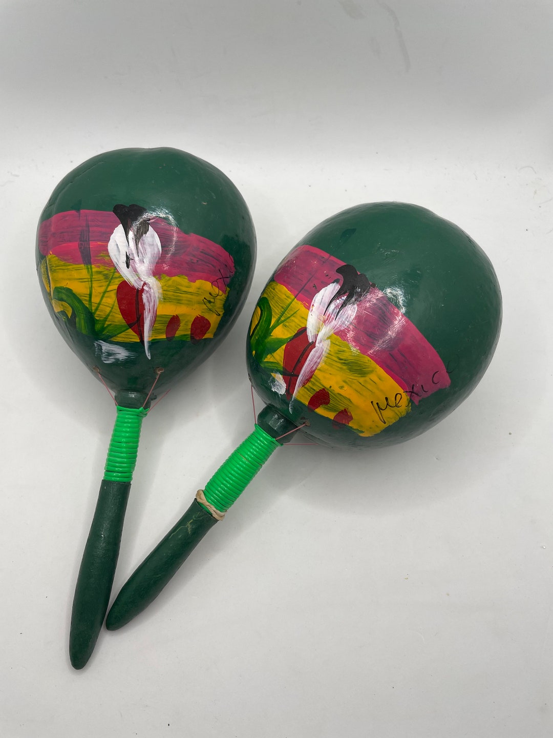 Vintage Mexican Maracas Two Maracas Hand Painted Mexico - Etsy