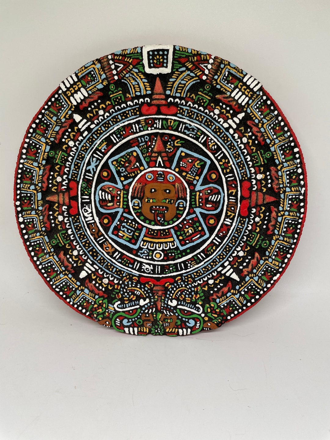 Aztec Sun Stone Calendar Stone Volcanic Rock Made in Mexico Colorful ...