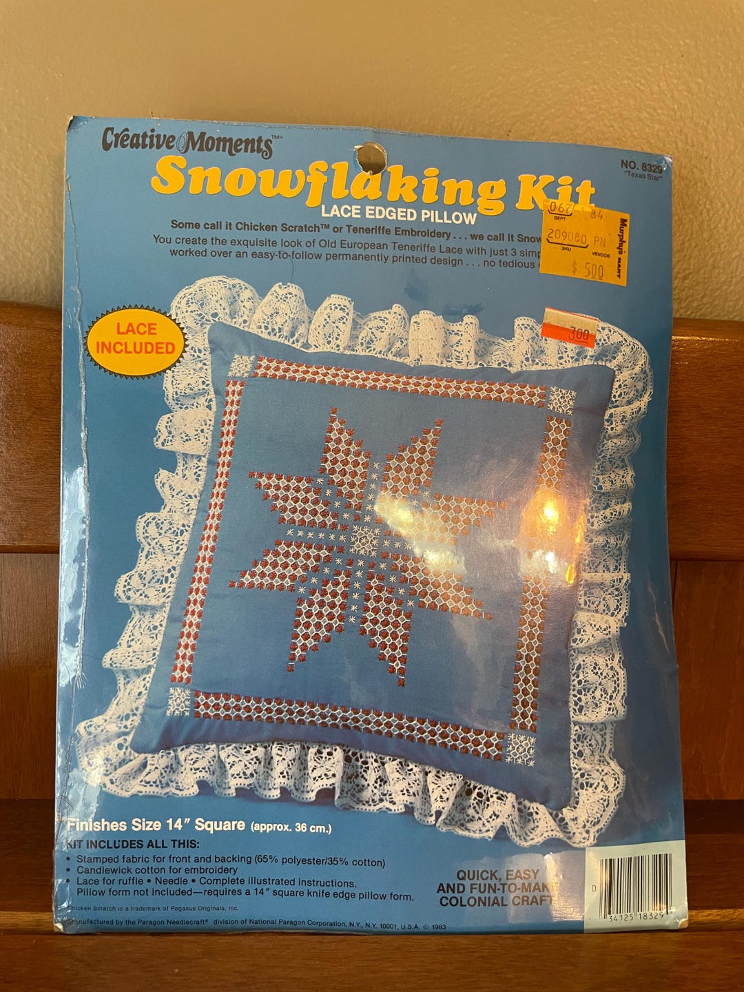Vintage Snowflaking Kit - Laced Edged Pillow - Texas Star - Chicken ...