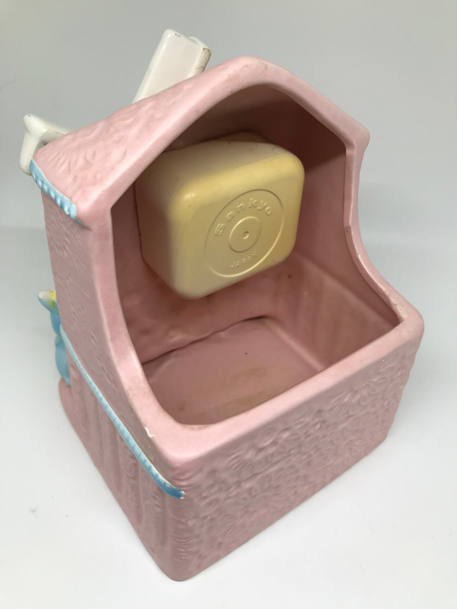 Vintage Pink Ceramic Windmill Nursery Music Box Planter | Etsy