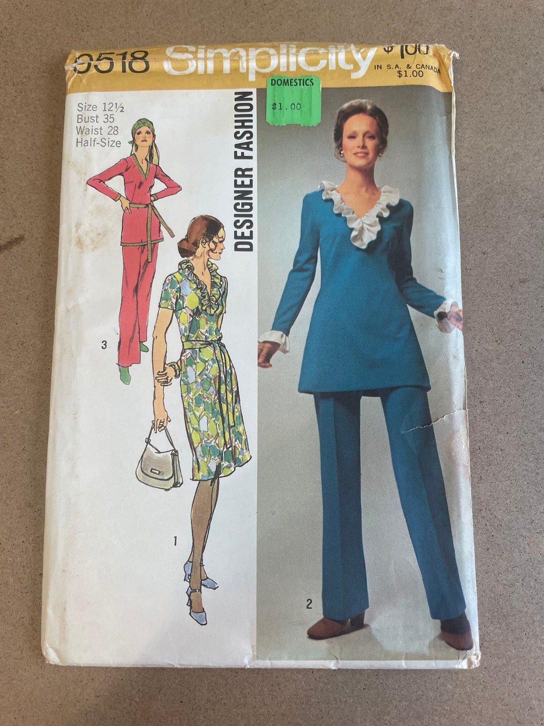 Simplicity Sewing Pattern - Vintage Designer Fashion - 9518 - Misses ...