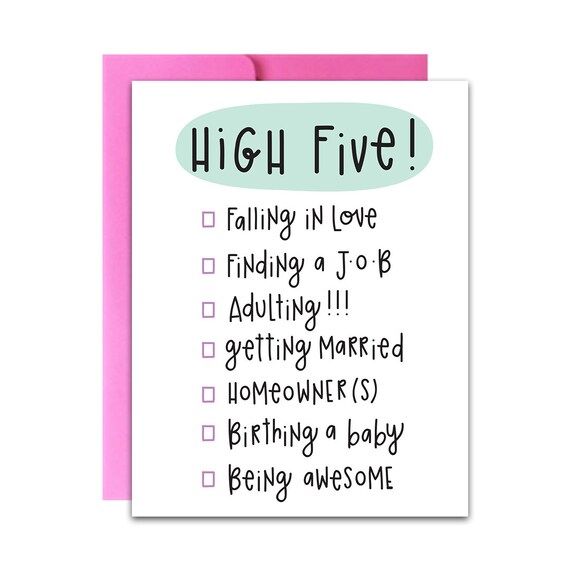 High Five Card Checklist Card Accomplishment Card | Etsy