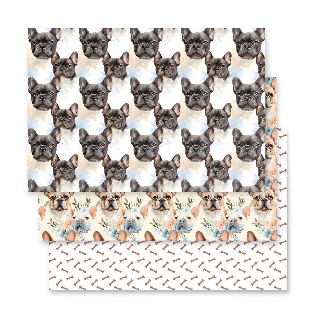 Frenchie - 1 - Wrapping Paper Sheets - Etsy