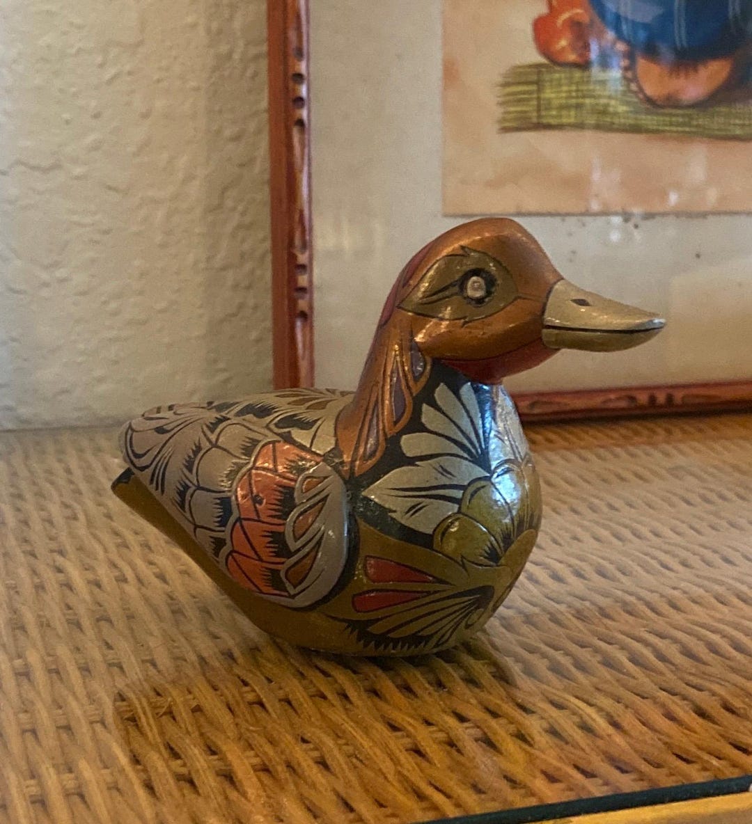 Colombian Folk Art Barniz De Pasto Duck Figure, Grass Varnish, Hand ...
