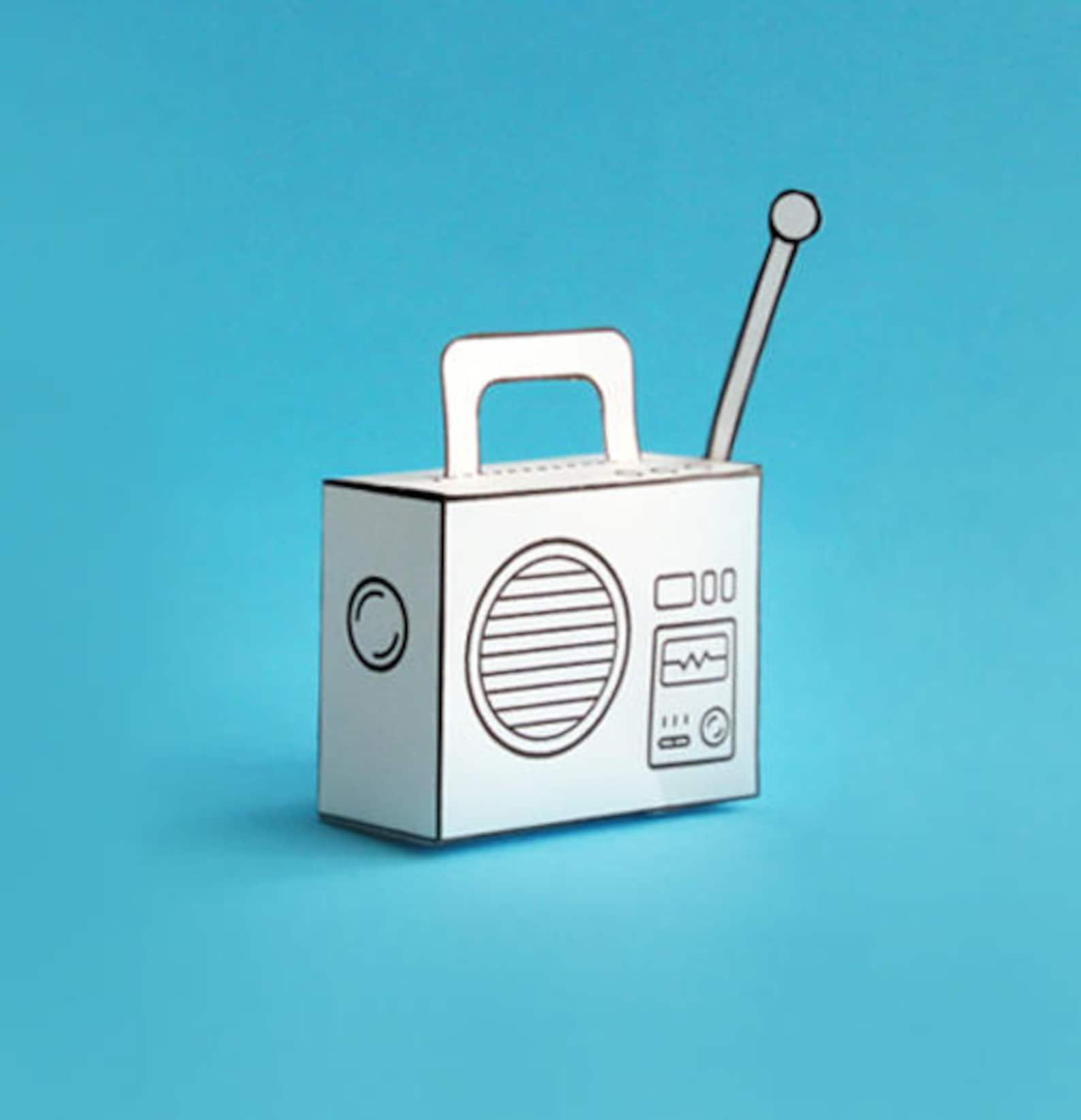 3D Coloring Page Radio 3D Paper Radio DIY Paper craft Radio | Etsy