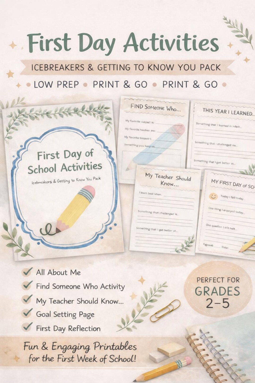 First Day of School Activities | Icebreakers & Getting to Know You Pack ...