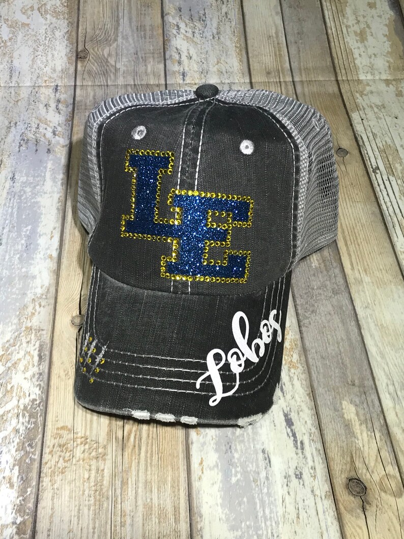 Trucker Mesh Hat With School Letter and Rhinestone Bling! - Etsy