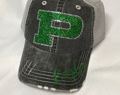 Trucker Mesh Hat With School Letter and Rhinestone Bling - Etsy