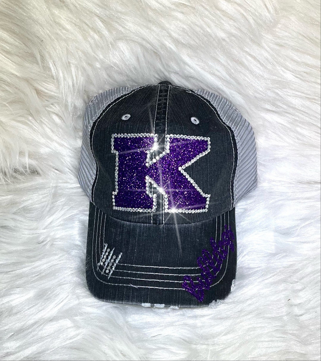 Trucker Mesh Hat With School Letter and Rhinestone Bling! - Etsy
