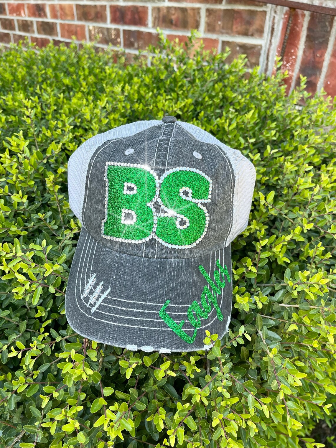 Trucker Mesh Hat With School Letter and Rhinestone Bling - Etsy
