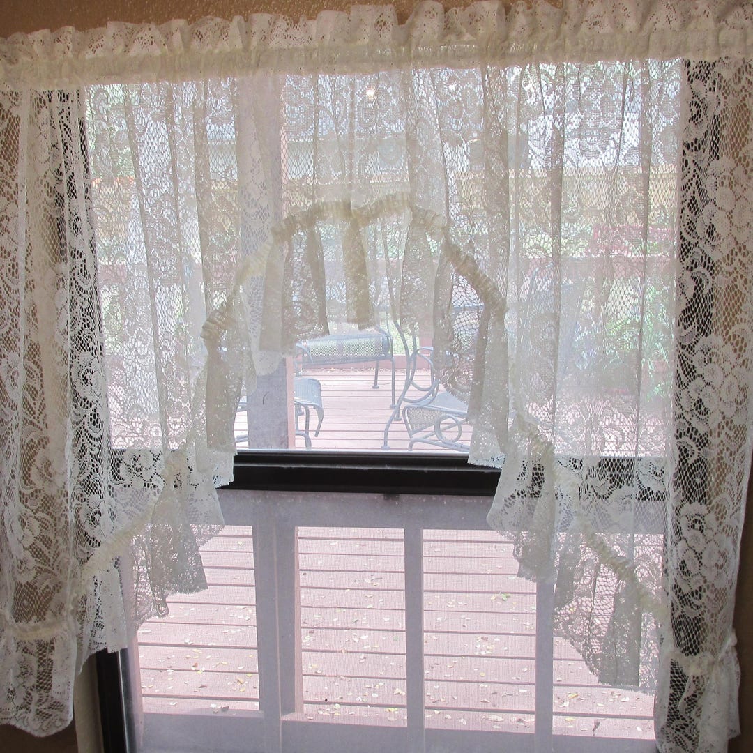 3043 S Vintage White Lace Swag With Ruffled Edge, 80 X 36/14 - Etsy