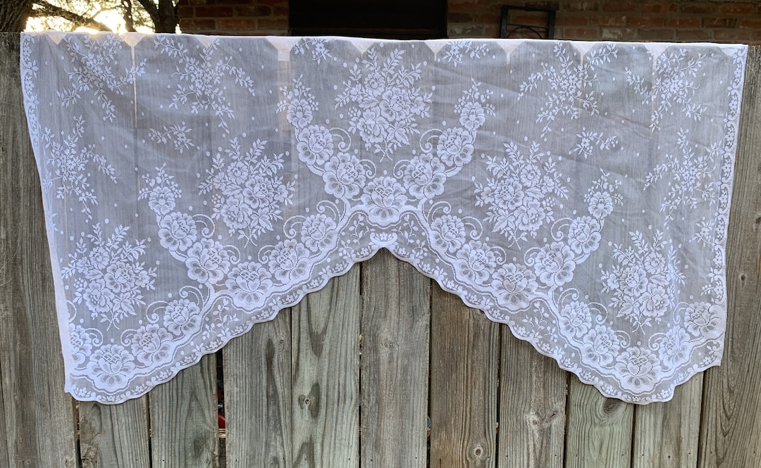 2865 S Vintage White Lace Swag With Deep Scalloped Edge, 54 X 32/19 - Etsy