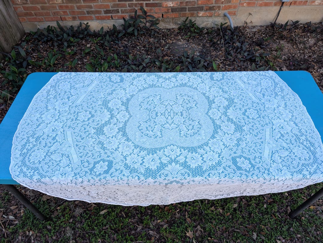 Vintage Round White Quaker Lace Tablecloth, Wedding, 8342 T - Etsy