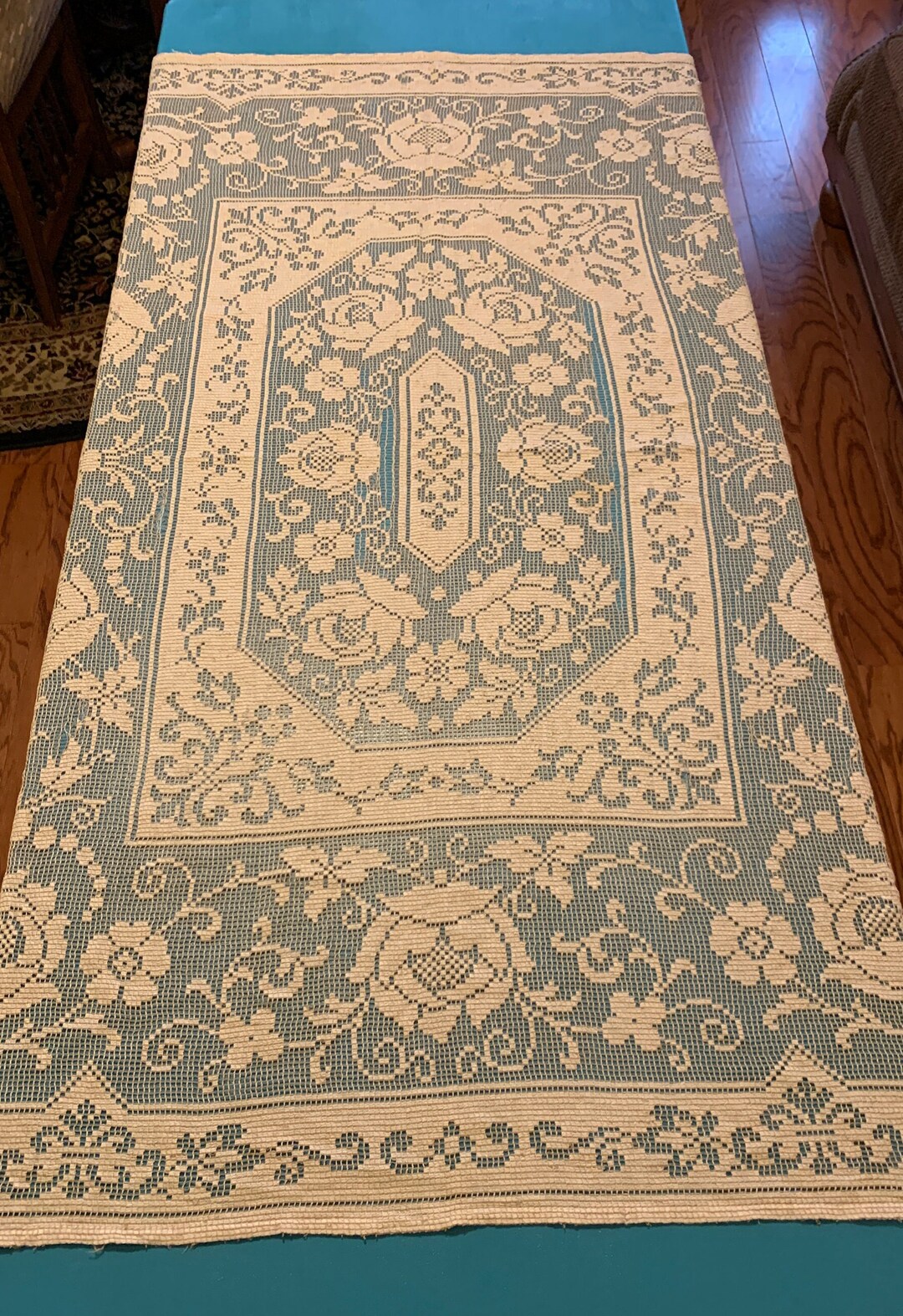 8028 T Vintage Ivory Two Tone Lace Tablecloth, 50 X 62 - Etsy