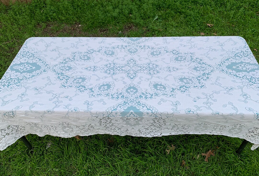8031 T Vintage Rectangle Ivory Quaker Lace Tablecloth, Wedding, 58 X 80 ...