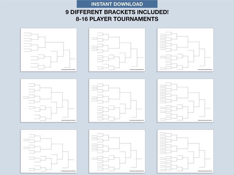 Blank Tournament Bracket, Printable, Fillable PDF, Double Elimination ...