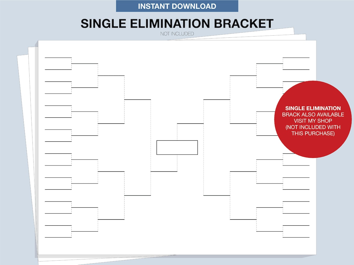 Blank Tournament Bracket, Printable, Fillable PDF, Double Elimination ...