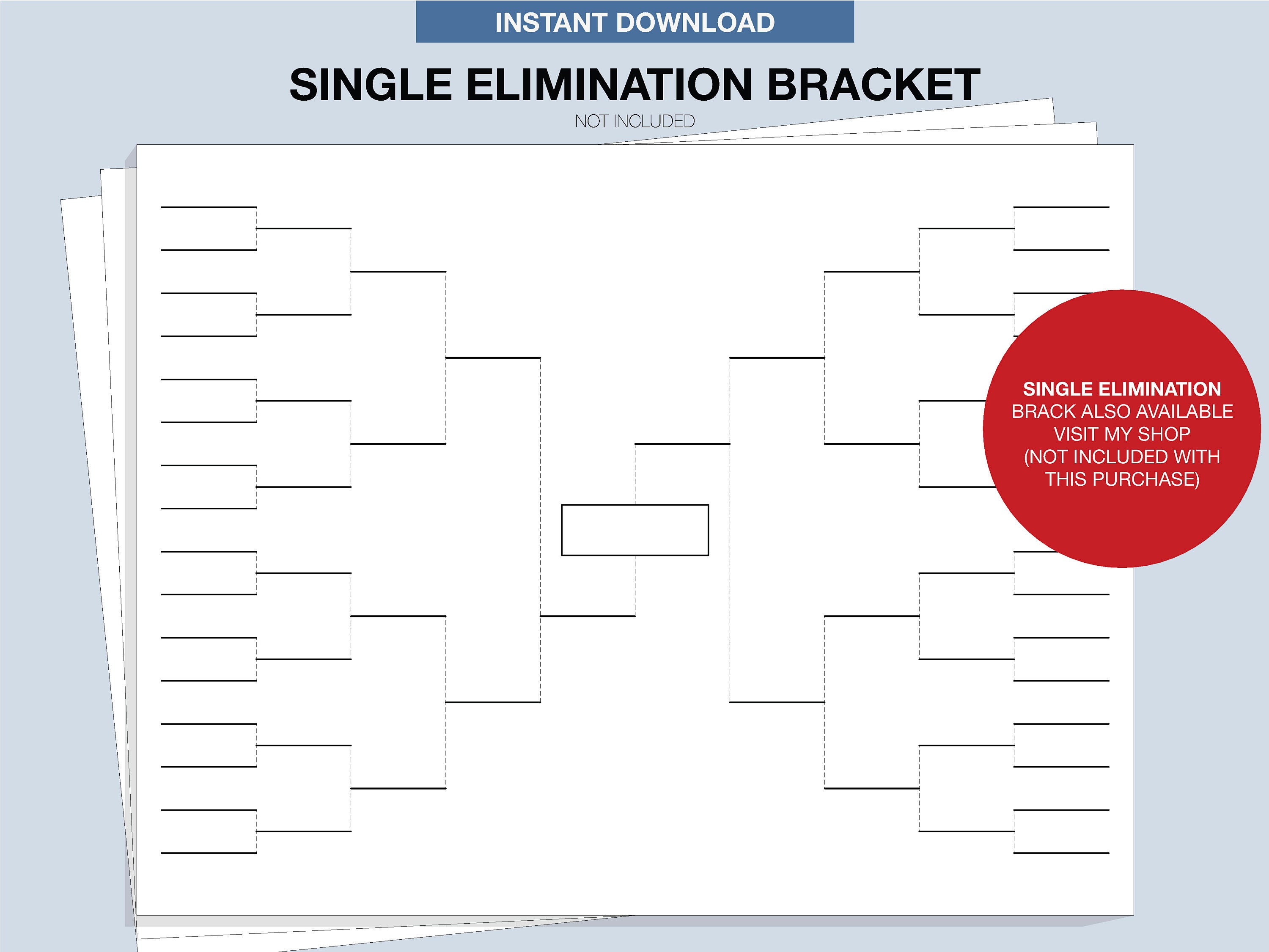 Blank Tournament Bracket, Printable, Fillable PDF, Double Elimination ...