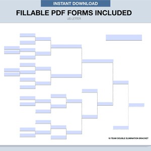 Blank Tournament Bracket, Printable, Fillable PDF, Double Elimination ...