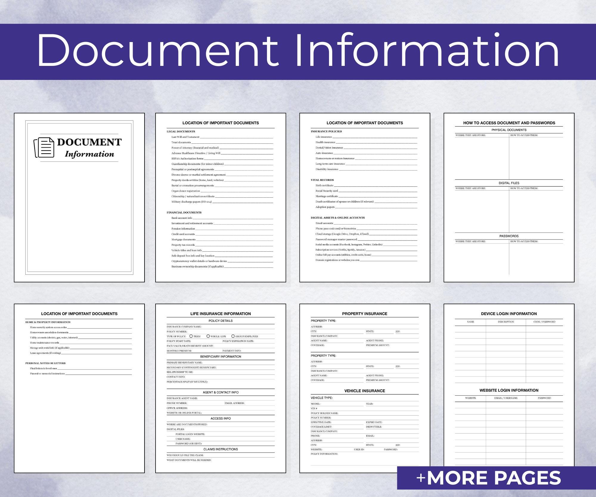 End of Life Planner – Fillable / Printable Medical, Legal and Financial ...