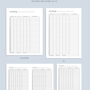 Printable Running Log - US Letter, A4, A5 - Etsy