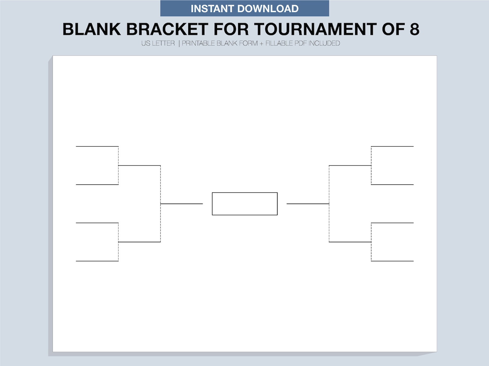 Blank Tournament Bracket, Printable, Fillable PDF, Single Elimination ...