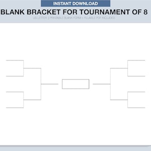 Blank Tournament Bracket, Printable, Fillable PDF, Single Elimination ...