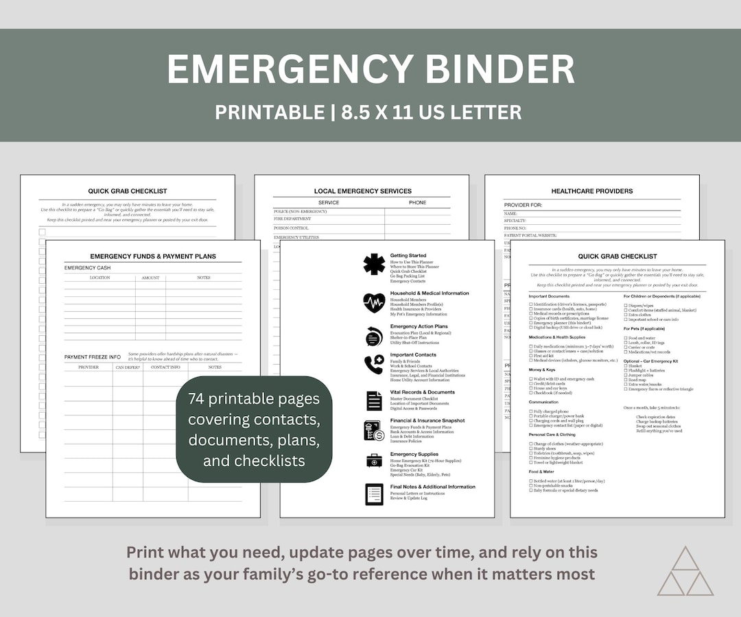 Family Emergency Planning Binder, Printable PDF - Etsy