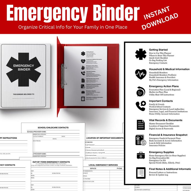Emergency Preparedness Binder - Etsy