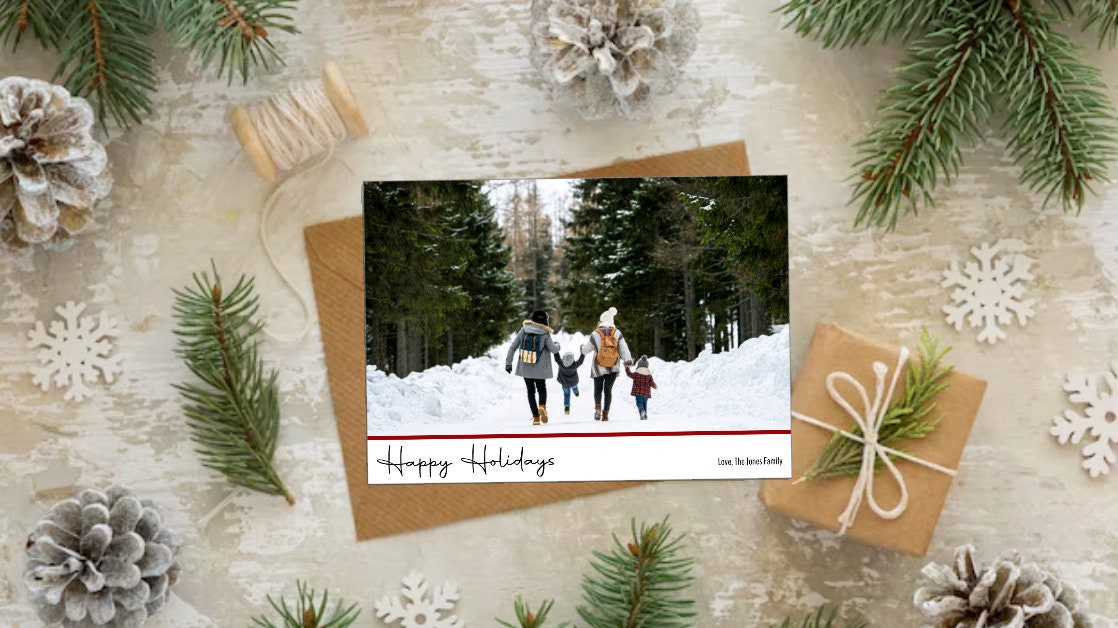 Happy Holidays Card Template, Printable Minimalist Christmas Card ...