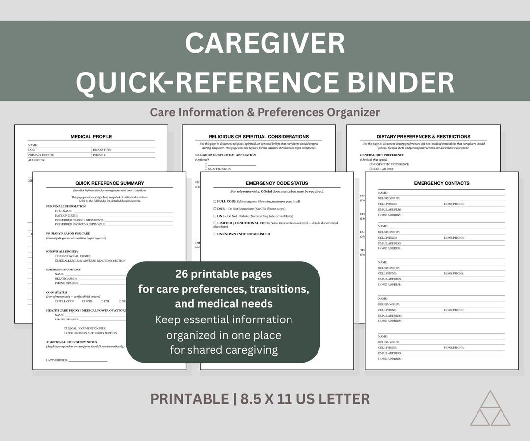 Caregiver Medical Quick-reference Binder – Care Information ...