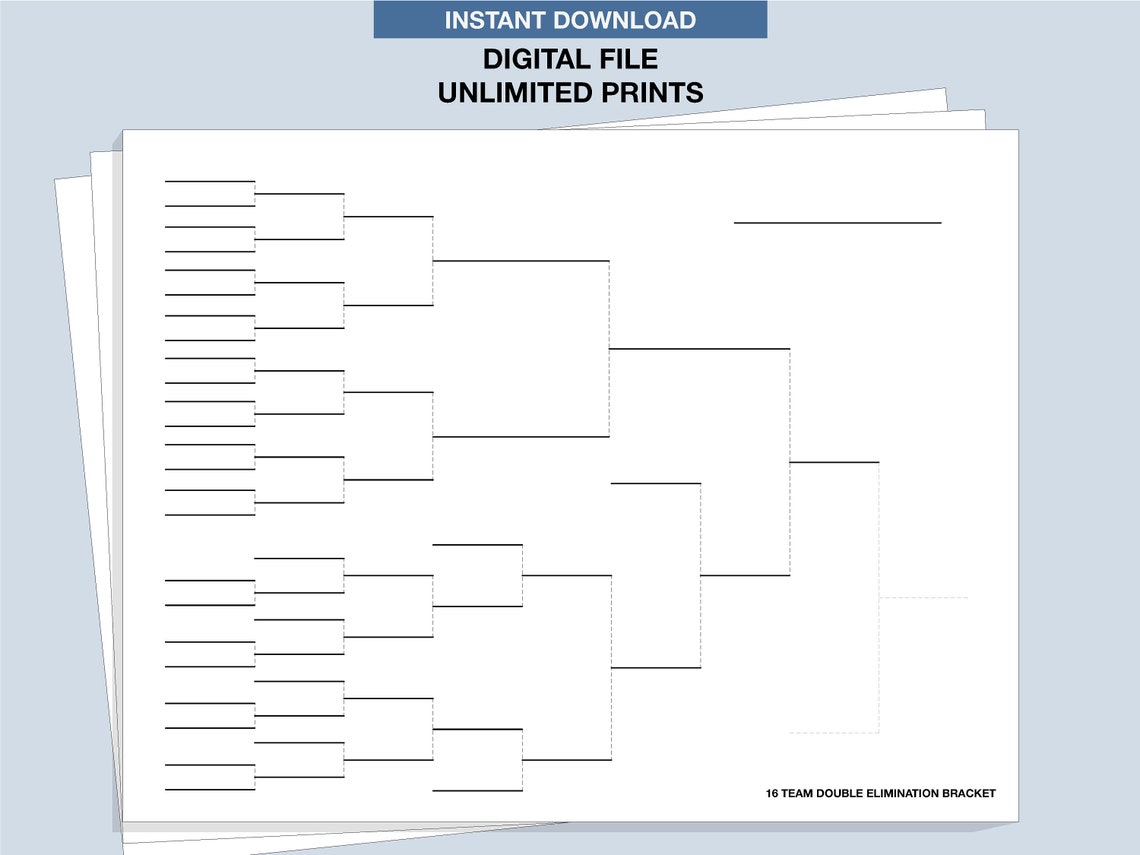 Blank Tournament Bracket, Printable, Fillable PDF, Double Elimination ...
