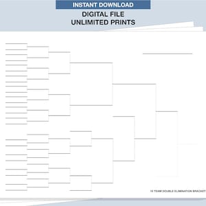 Blank Tournament Bracket, Printable, Fillable PDF, Double Elimination ...