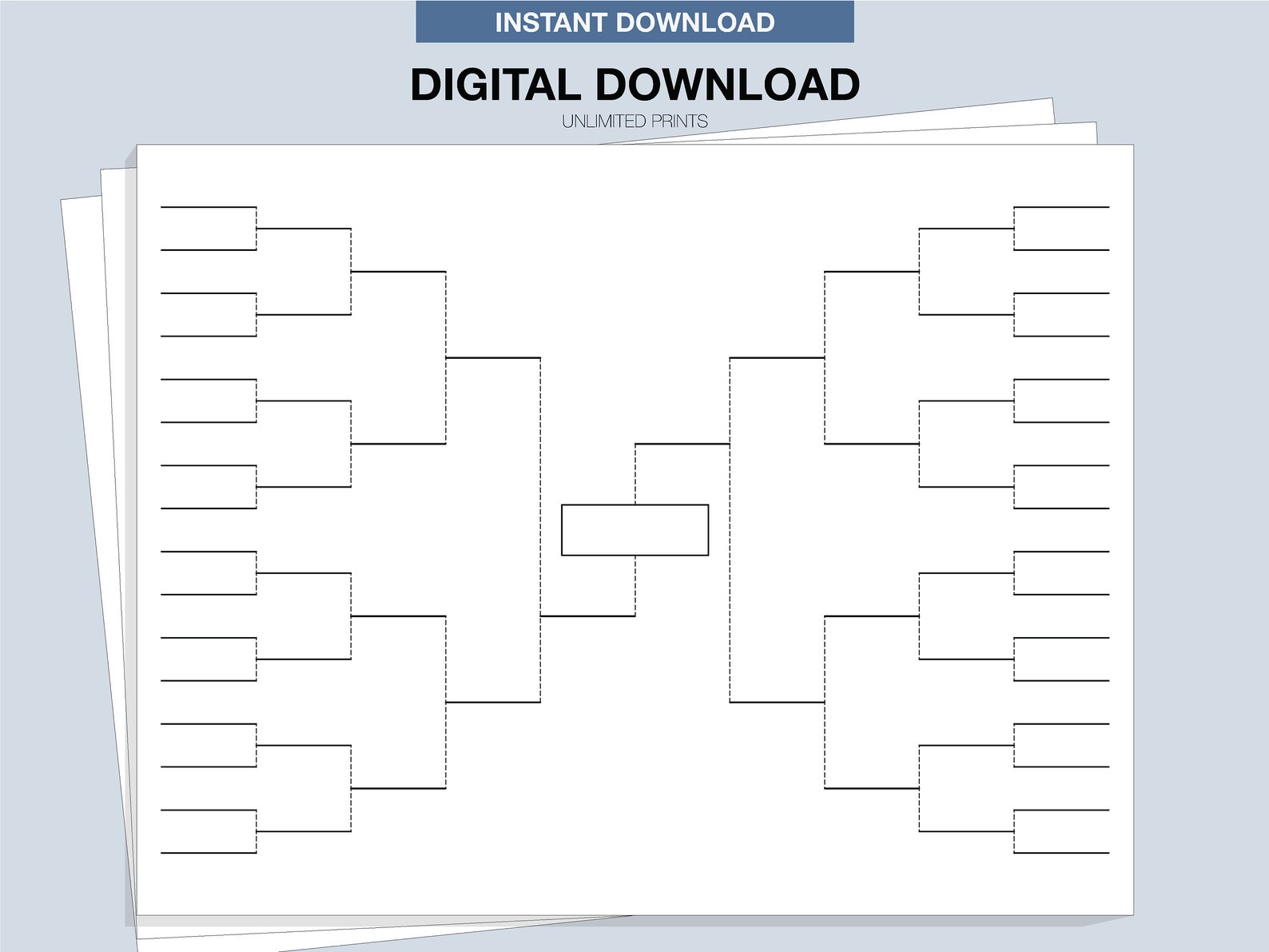 Blank Tournament Bracket, Printable, Fillable PDF, Single Elimination ...