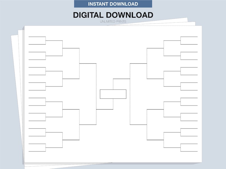 Blank Tournament Bracket, Printable, Fillable PDF, Single Elimination ...