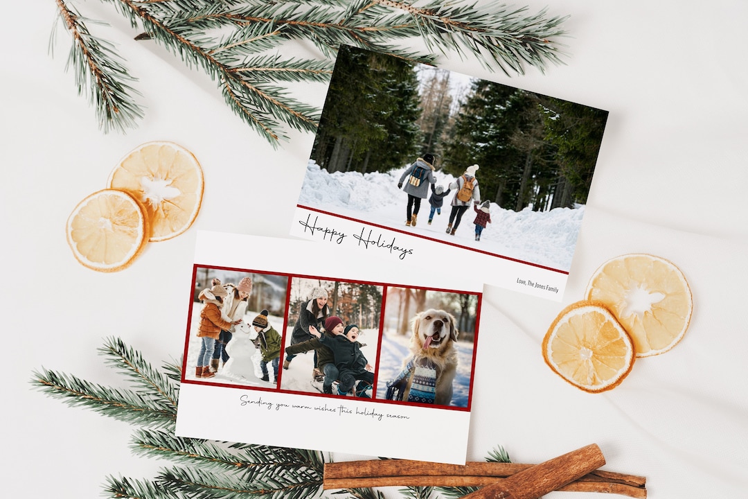 Happy Holidays Card Template, Printable Minimalist Christmas Card ...